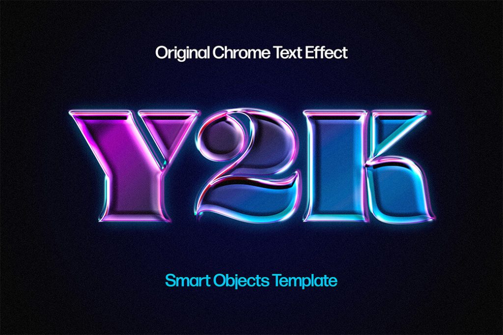 Free 90s Style Glowing Chrome Text Effect PSD File For Free - PsFiles