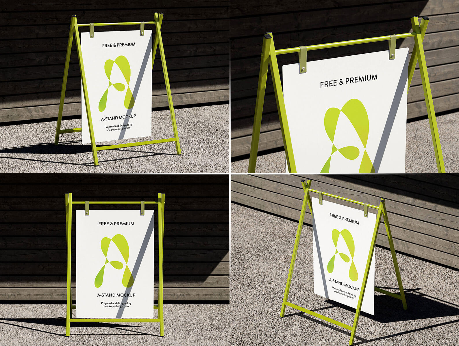 Free Portable Modern A-Frame Sign Mockups PSD Set - PsFiles