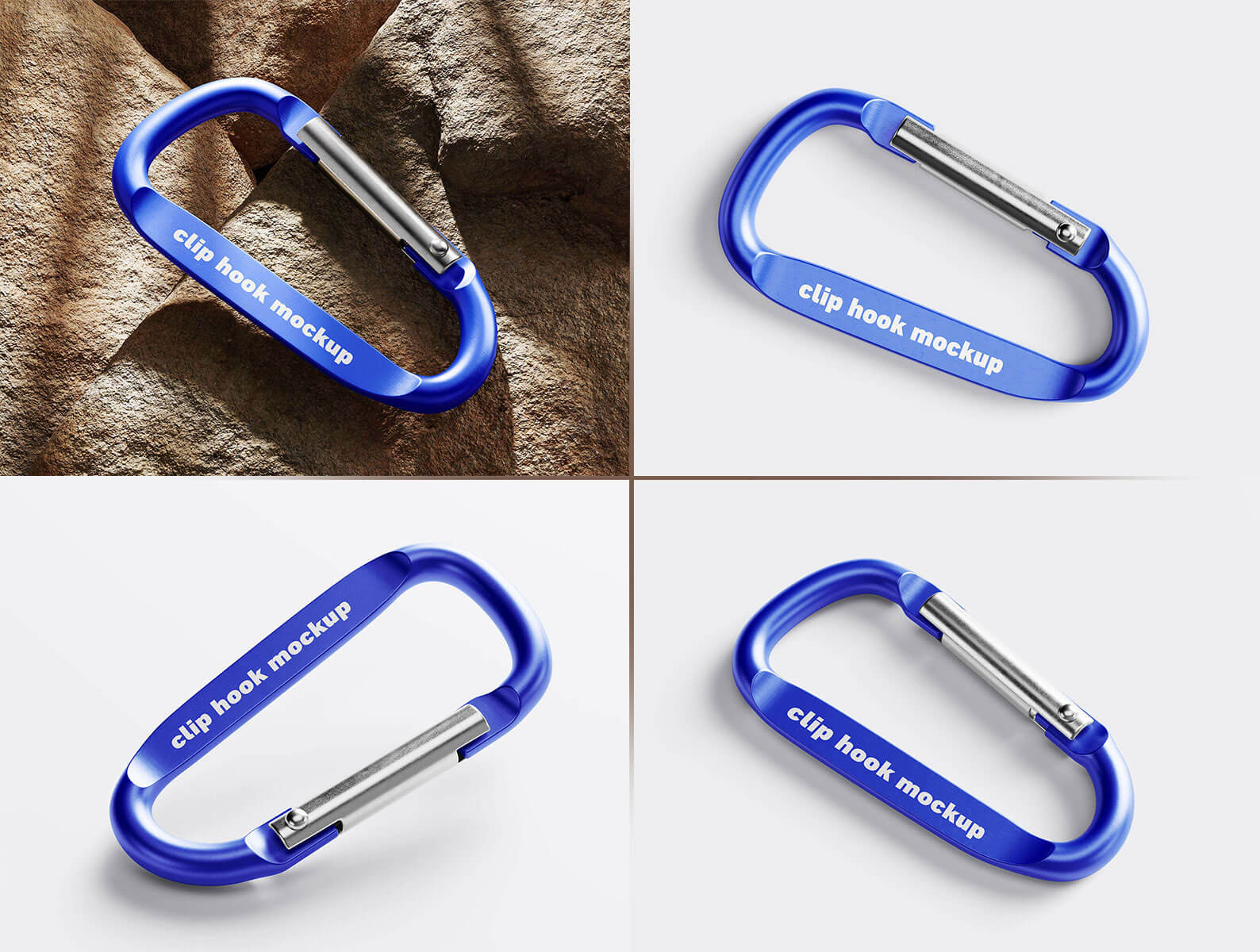 Free Carabiner Snap Clip Hook Mockup PSD Set - PsFiles