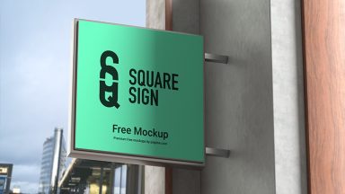 Free Square Logo Signage Board Mockup PSD - PsFiles