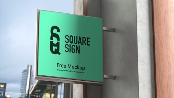 Free Square Logo Signage Board Mockup PSD - PsFiles