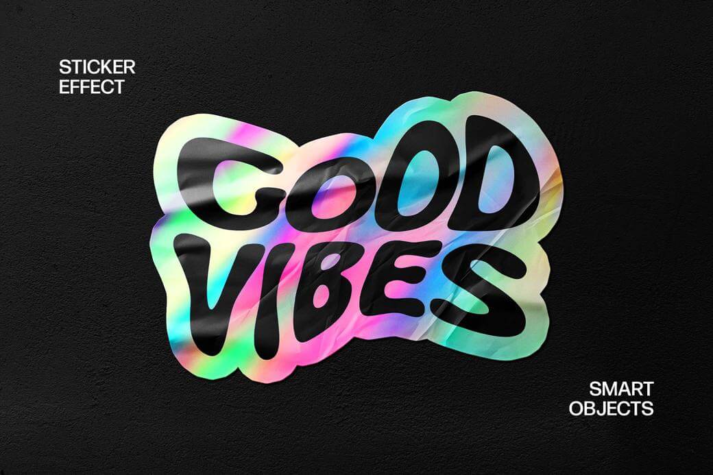 Free Holo Wrinkled Sticker Mockup PSD - PsFiles