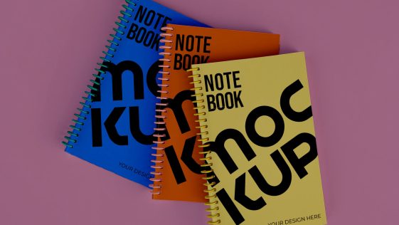 Free Paper Notebook Mockup PSD Lying on Floor - PsFiles