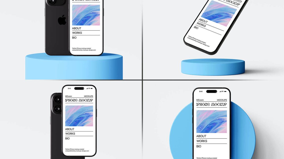 Free Standing Apple iPhone 15 Pro Max Mockup PSD - PsFiles