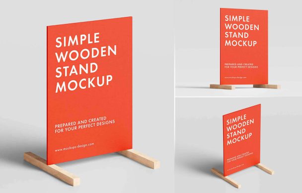 Free Wooden Stand Frame Poster Mockups PSD - PsFiles