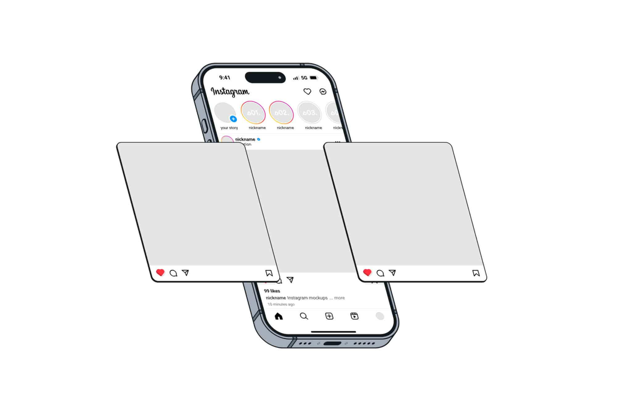 Free Instagram Mockup Kit with iPhone 15 Pro (PSD + Figma) - PsFiles