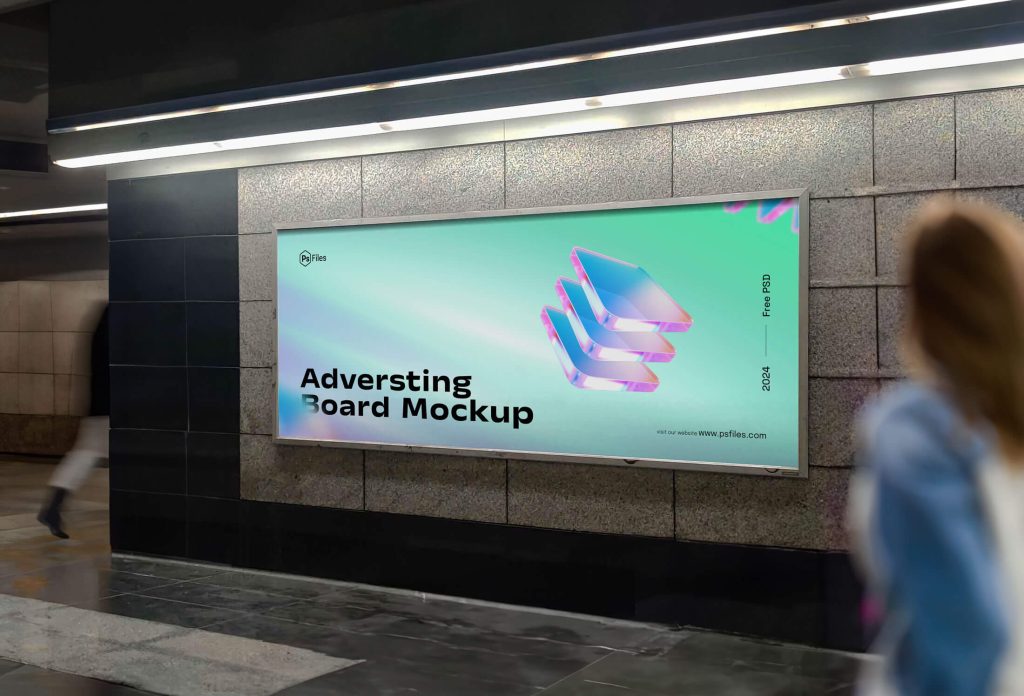 Free Metro Station Ad Board Mockup PSD - PsFiles