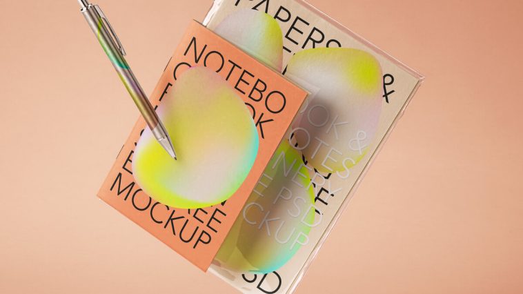 Free Paper Notebook Mockup PSD Lying on Floor - PsFiles