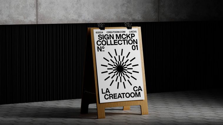 Free Sidewalk Sign A-Stand Mockup PSD - PsFiles