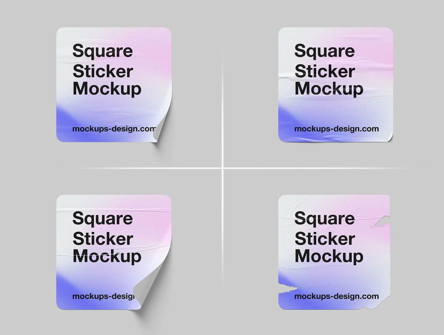 5 Free Corner Rounded Square Sticker Mockup PSD Set - PsFiles