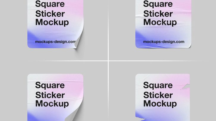6 Free Square Sticker Mockup PSD set - PsFiles