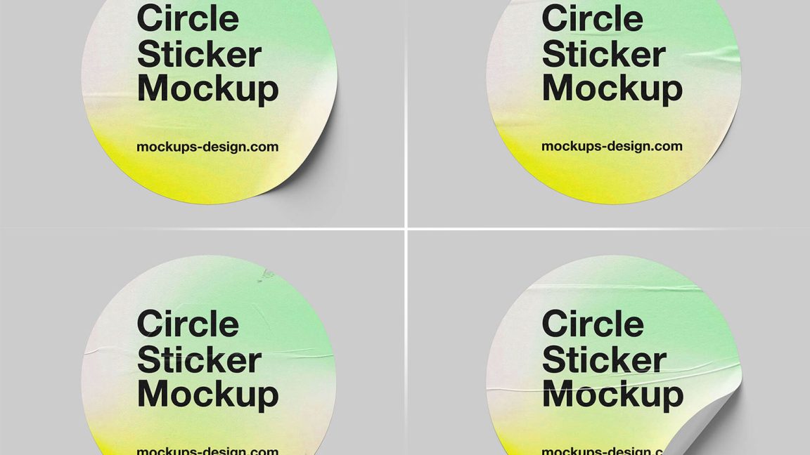 Free Isometric Round Stickers Mockup - PsFiles