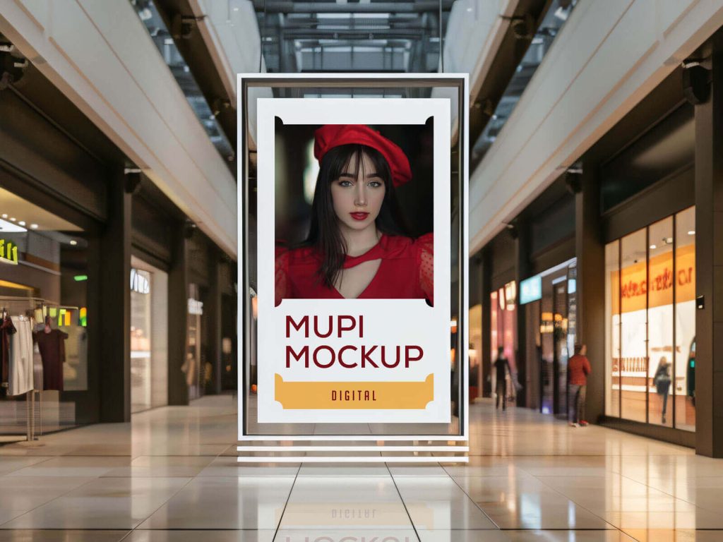 Free Shopping Mall Digital Signage MUPI Poster Mockup PSD - PsFiles