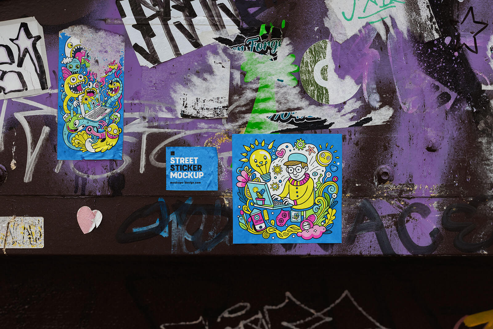 Free Street Wall Sticker Mockup PSD - PsFiles