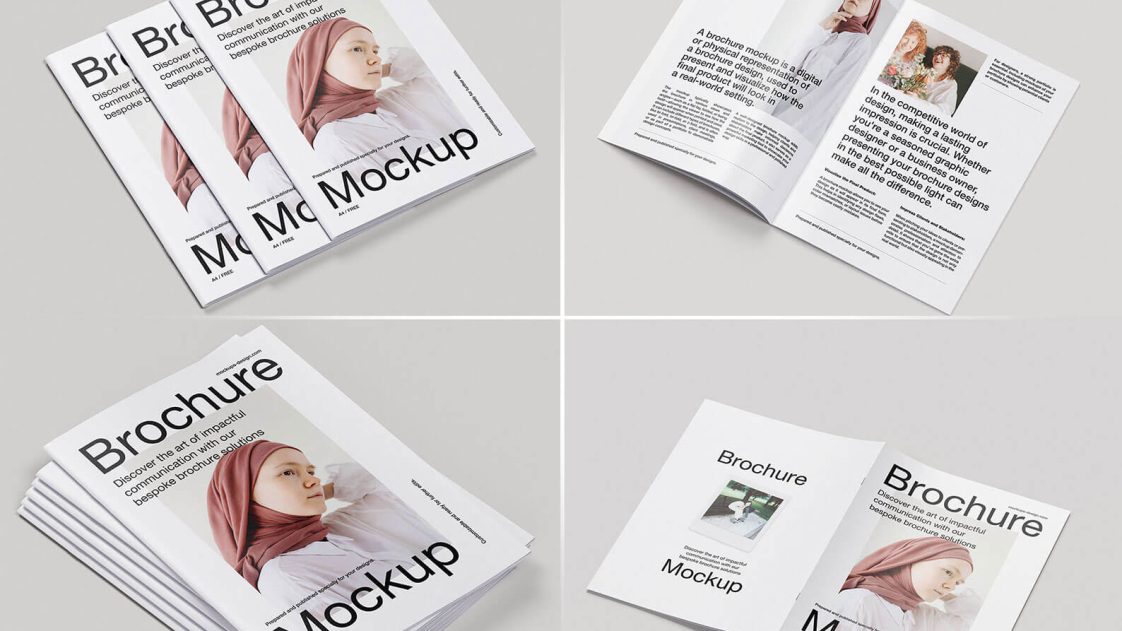 3 Free A4 Brochure Cover Mockup PSD set - PsFiles