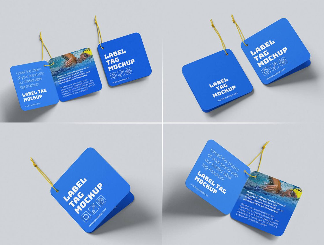 Free Bi-Folded Hanging Tag Mockup PSD Set - PsFiles