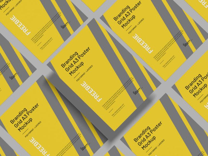 Free PSD Free Grid A3 Paper Flyer / Poster Mockup PSD - PsFiles