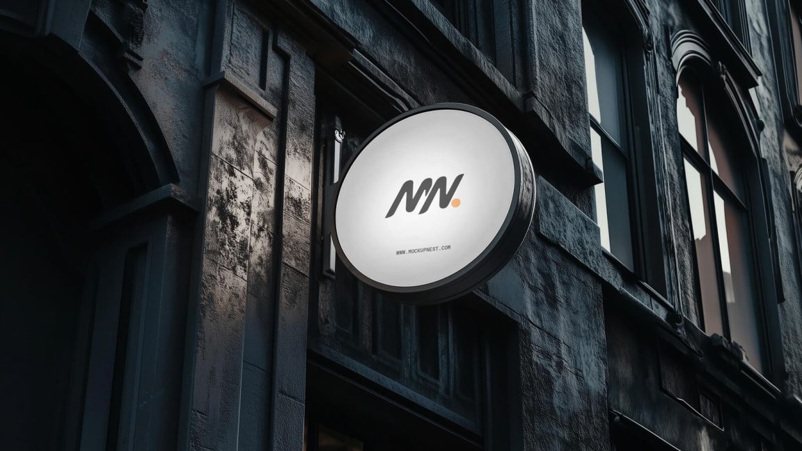 Cafe Circular Shop Logo Sign Mockup Free PSD - PsFiles