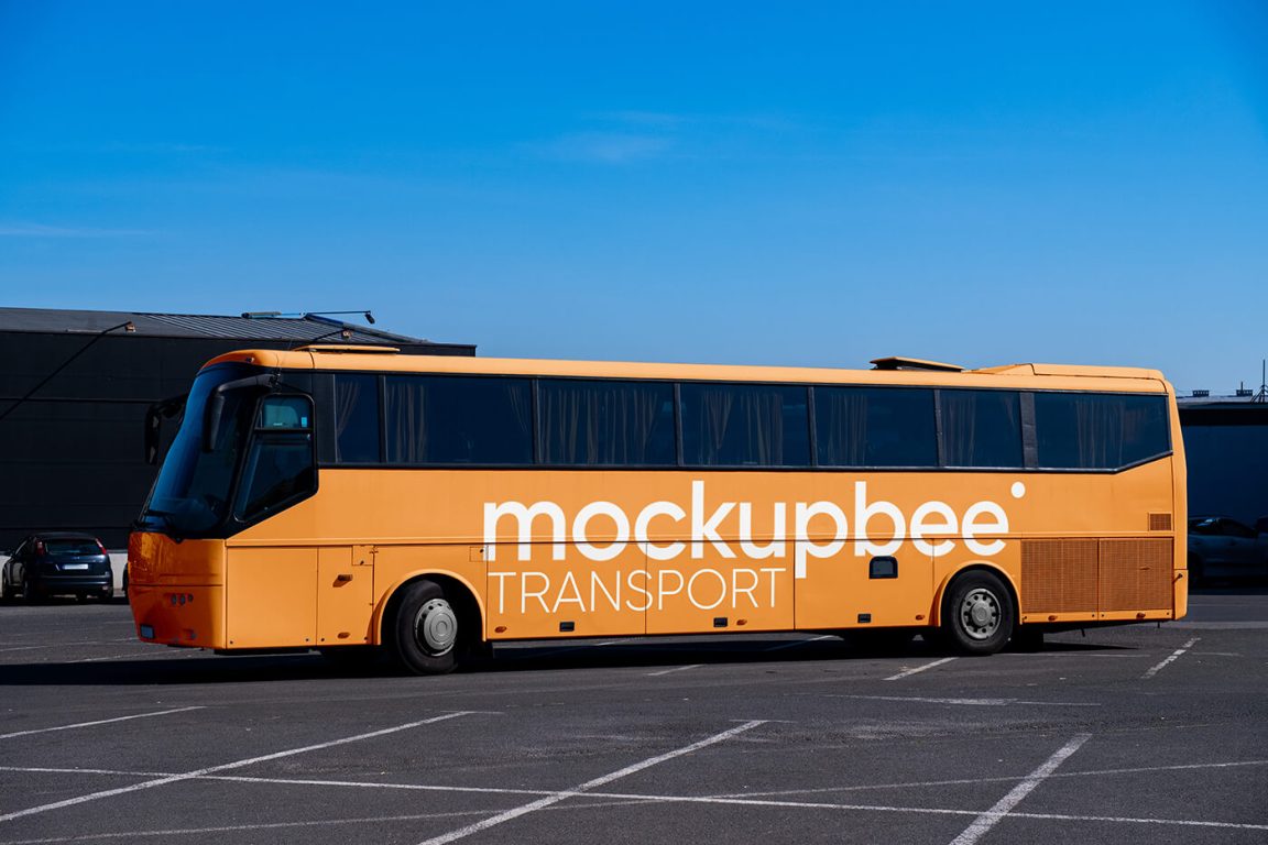 Free Big Coach Bus Mockup PSD - PsFiles