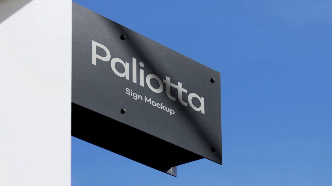 Free Rectangle Box Shop Frontage Signage Board Mockup PSD - PsFiles