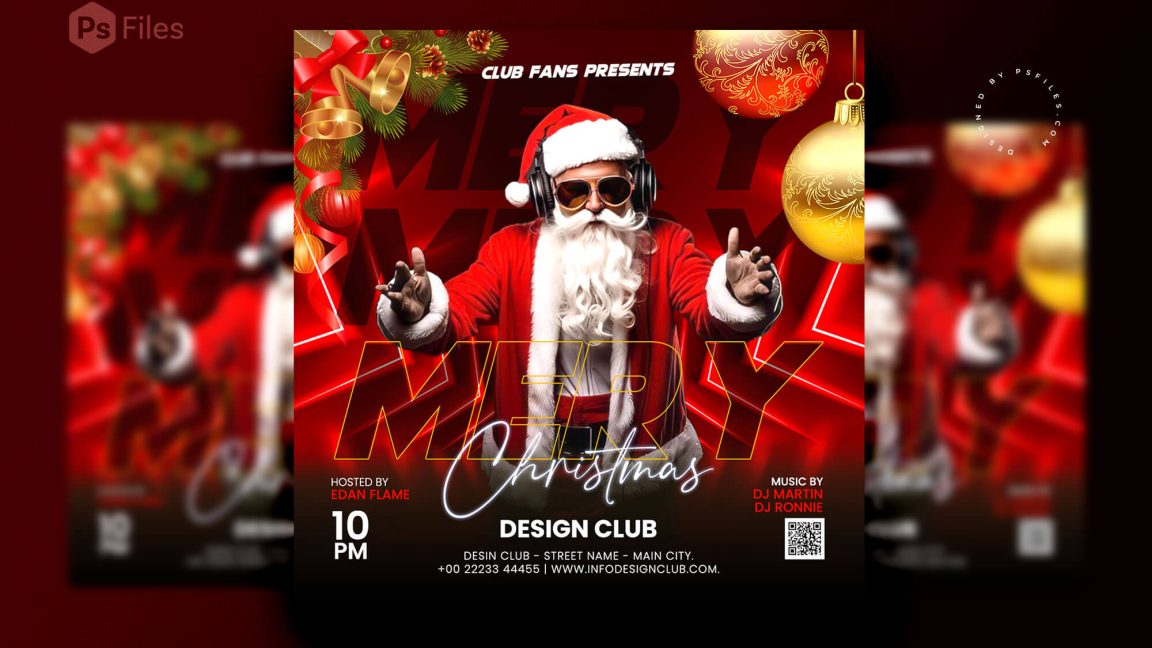 Free Happy Christmas Event Social Media Post Design Template PSD - PsFiles