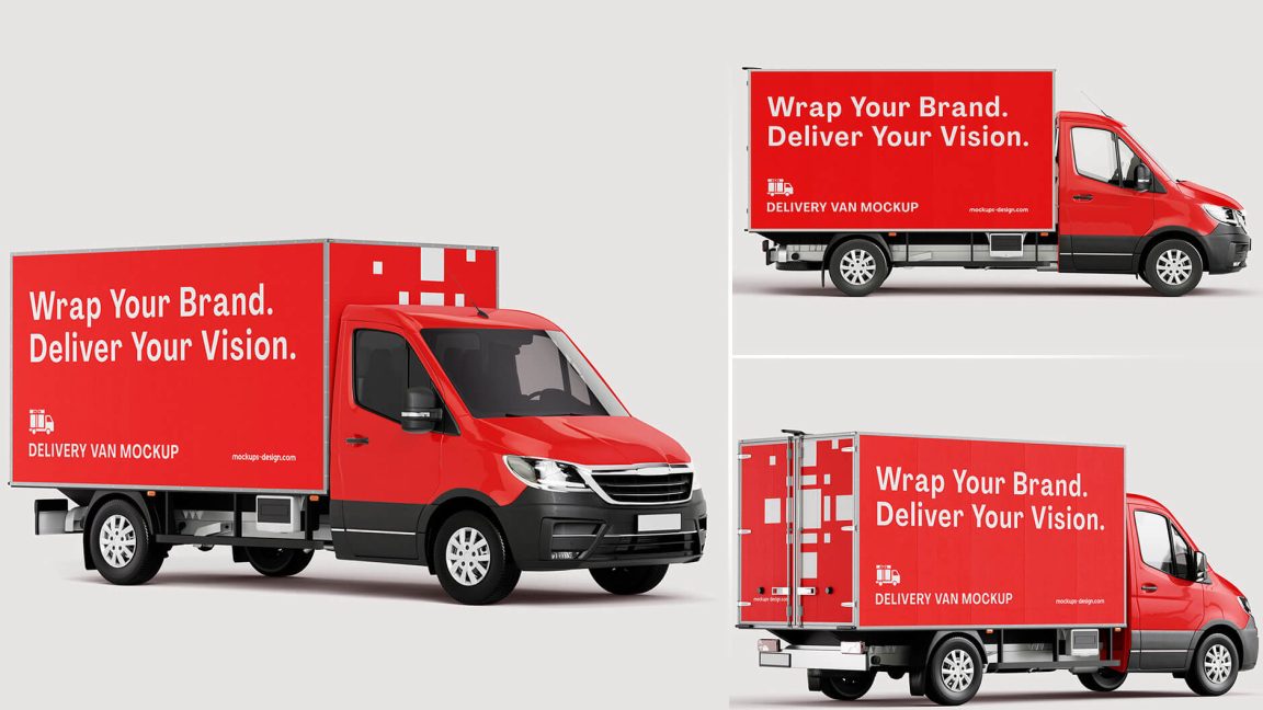 Free Delivery Cargo Truck Mockup PSD - PsFiles