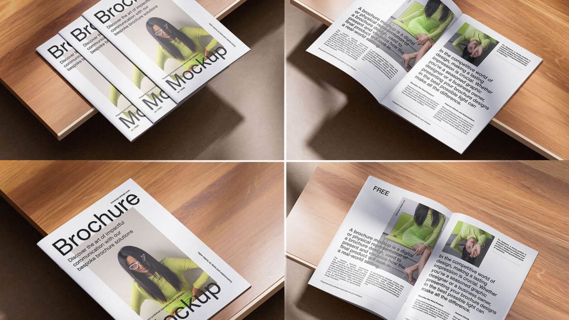 8 Free A4 Multipage Brochure / Magazine Mockup PSD Files - PsFiles