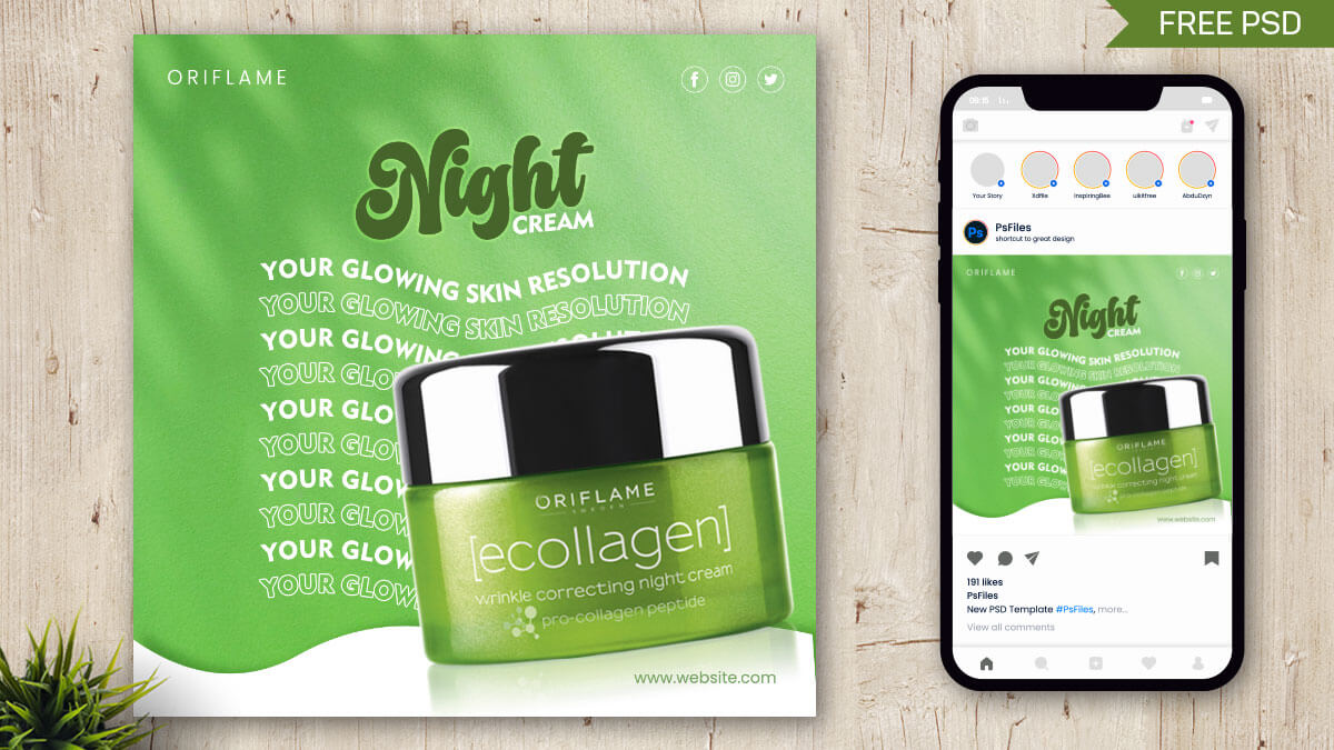 Free Cosmetic Beauty Products Post Design PSD Template