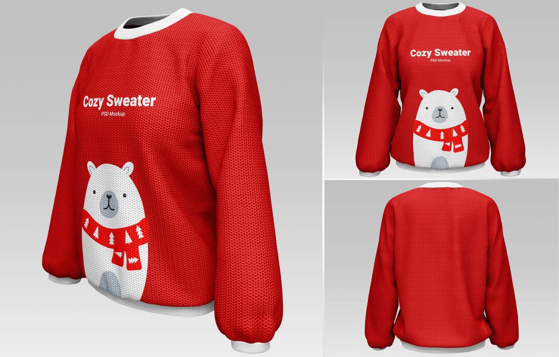3 Free Cozy Sweater Mockup PSD - PsFiles
