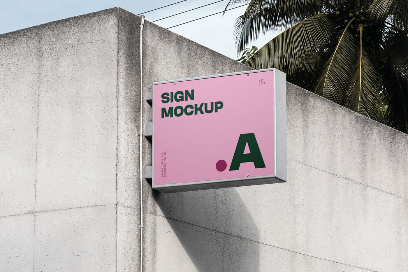 Free Wall-Mounted Rectangle Sign Box Mockup PSD - PsFiles