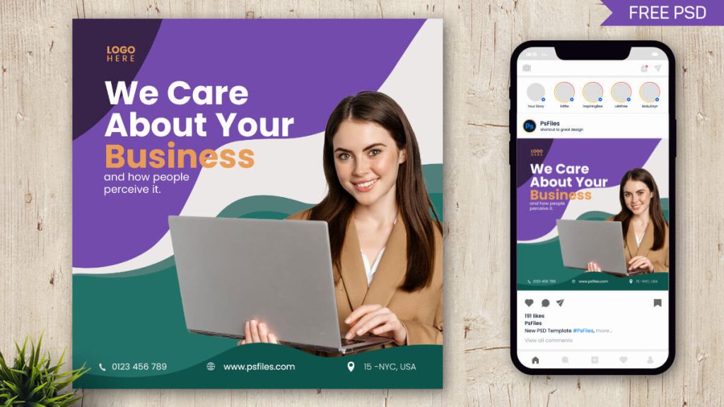 Free Instagram Post Design PSD Template Digital Marketing Agency