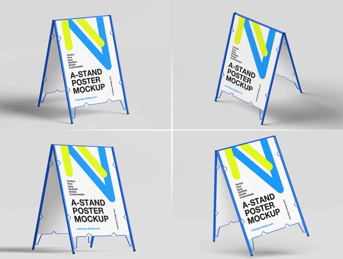 4 Free Minimal Metal A-Frame Stand Mockup PSD Files - PsFiles