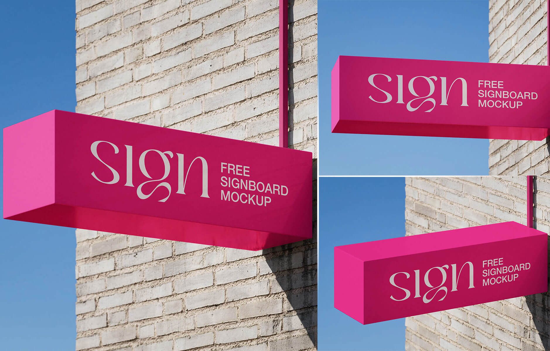 3 Free Vibrant Signboard Mockup PSD - PsFiles