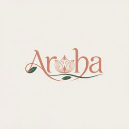 Aroha Logo – Elegant Script with Lotus Flower & Ayurvedic Symbolism ...