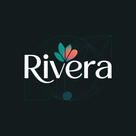 Rivera Logo – Modern Minimalist Design with Floral and Leaf Motifs on ...