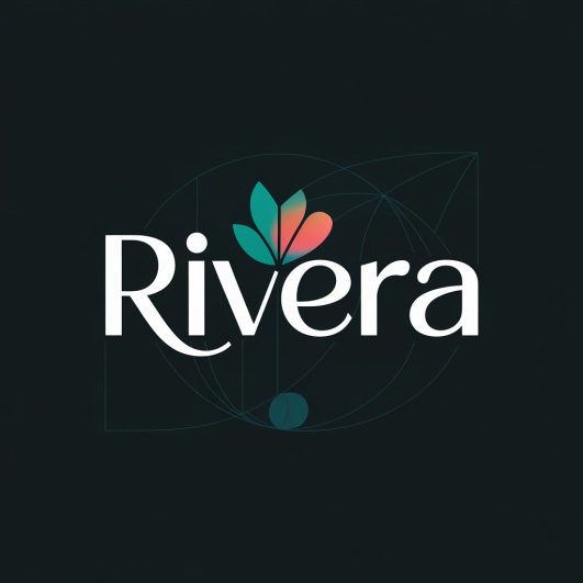Rivera Logo – Modern Minimalist Design with Floral and Leaf Motifs on ...