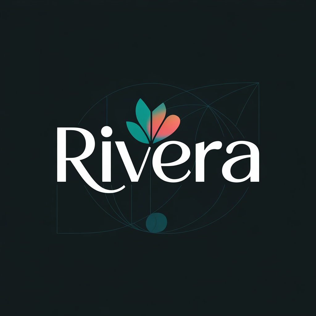 Rivera Logo – Modern Minimalist Design with Floral and Leaf Motifs on ...