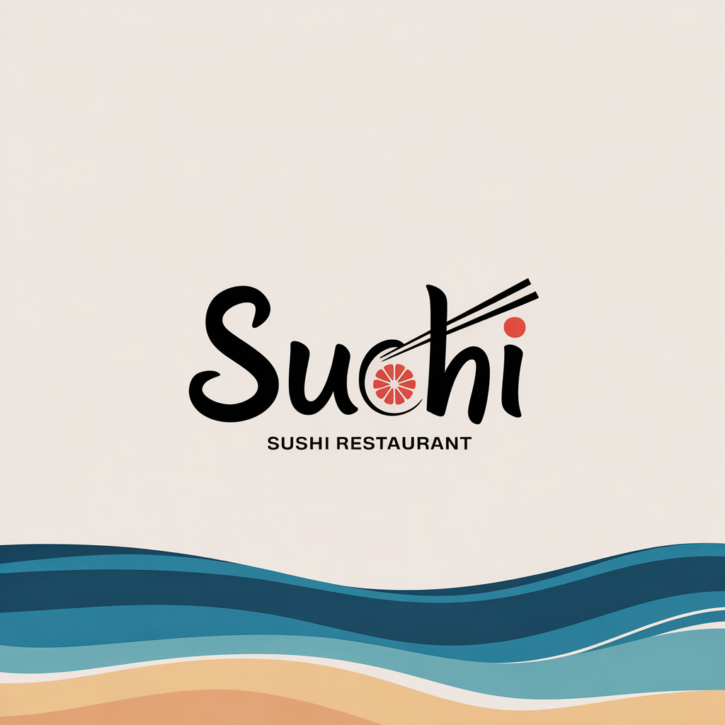 SUCHI AI Logo – Minimalist Sushi Restaurant Logo with Calligraphy Text ...