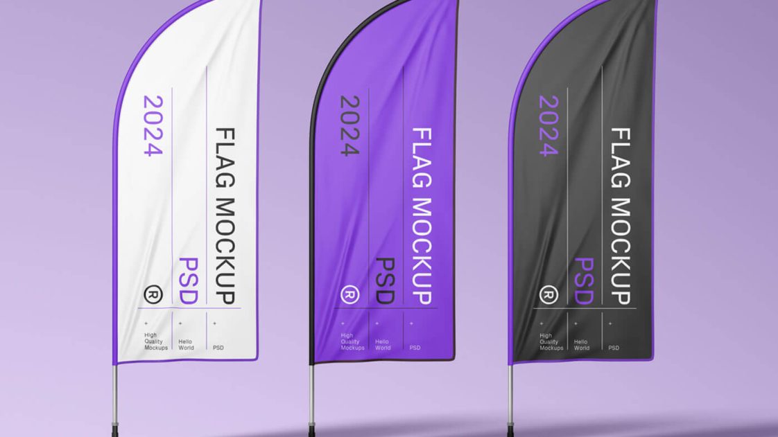 Free Teardrop Feather Flag Mockups PSD Set - PsFiles