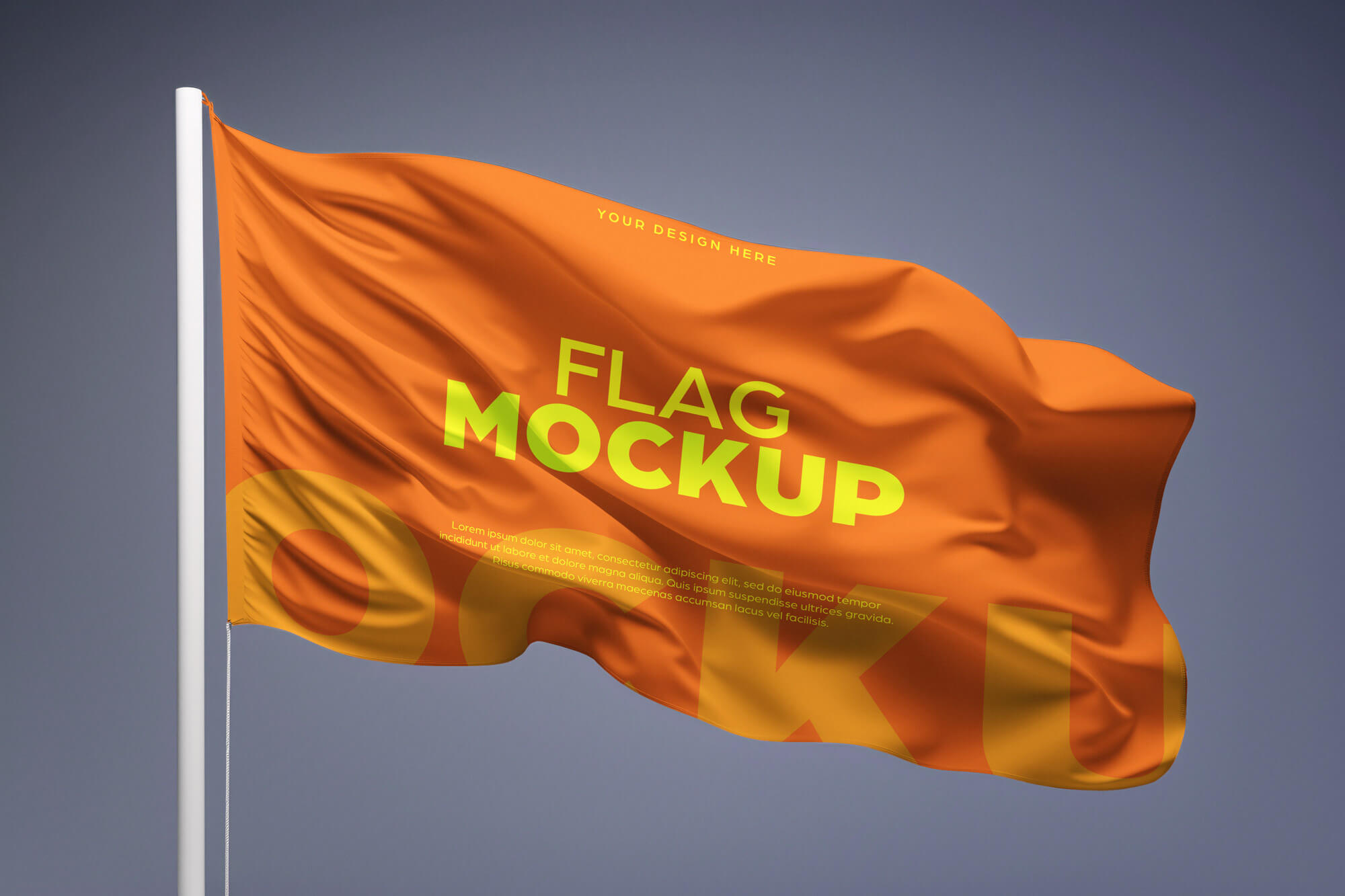 Free Realistic Waving Flag Mockup PSD - PsFiles