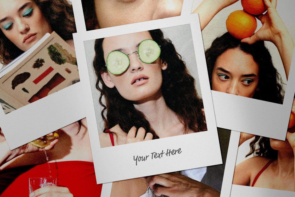 Free Scattered Polaroid Cards Mockup PSD Templates - PsFiles