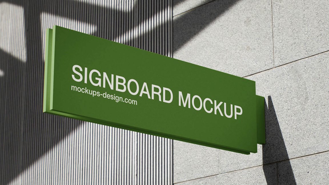 Free Rectangular Logo Signage Mock-up PSD - PsFiles