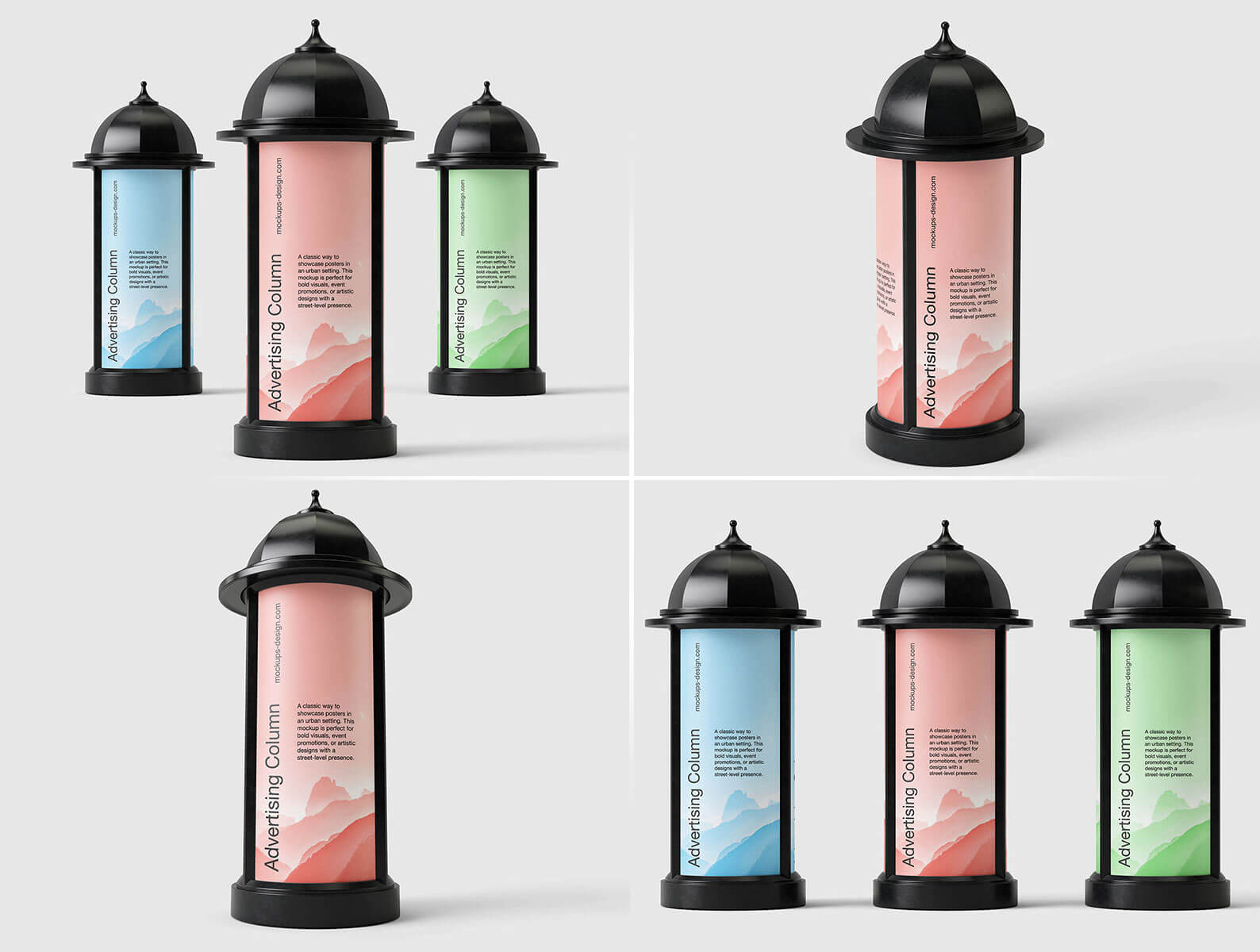 5 Free Morris Advertising Column Pillar Poster Mockup PSD Files - PsFiles