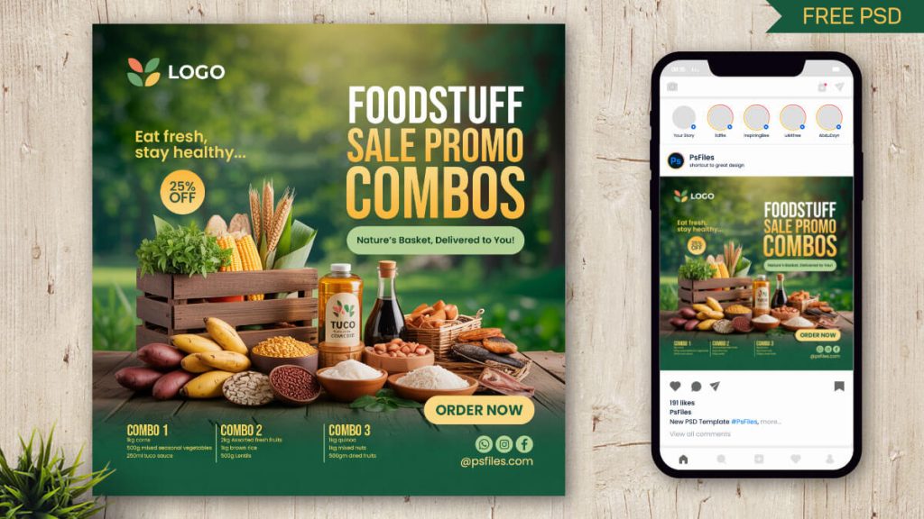 Free Foodstuff Sale Promo Combos Instagram Post Design PSD Template ...