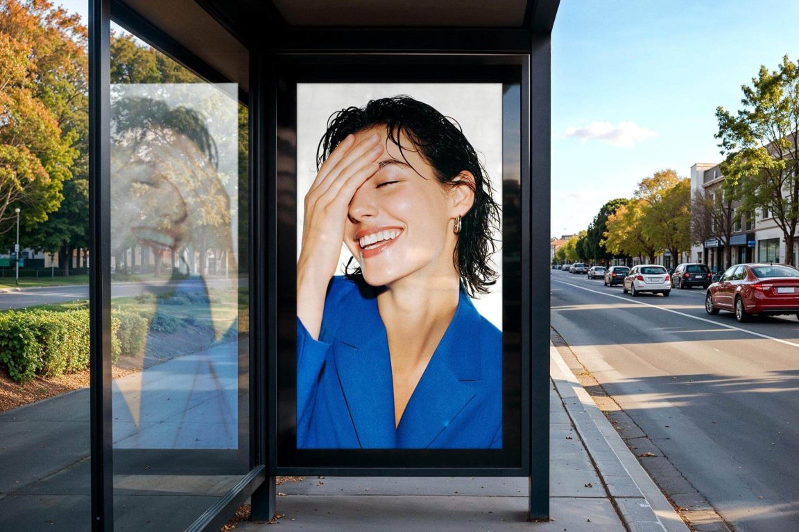 Free Outdoor Advertising Bus Stop Poster Mockup PSD - PsFiles