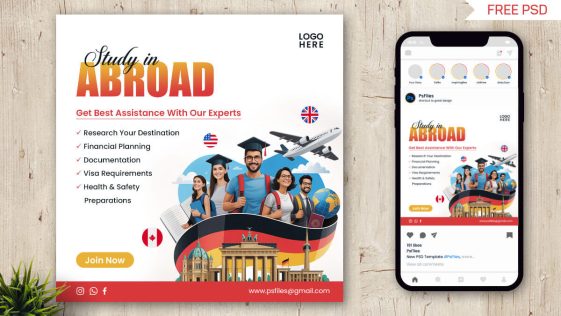 Study in Canada Education Consultants Free Instagram Post Design PSD ...