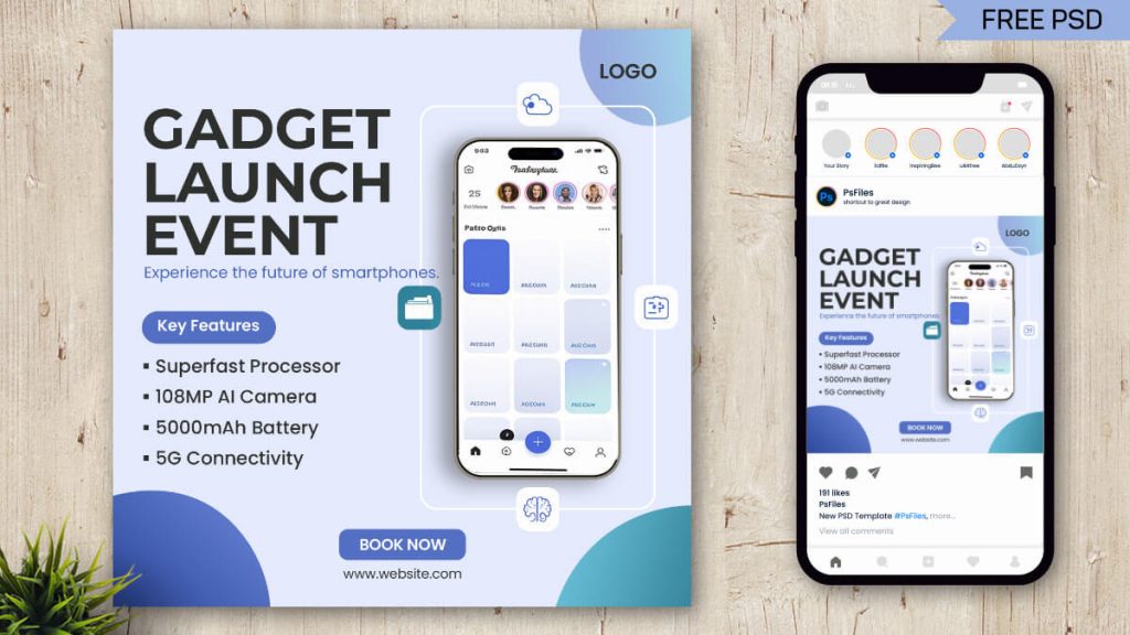 Free Gadget Launch Event Social Media Post PSD Template - PsFiles