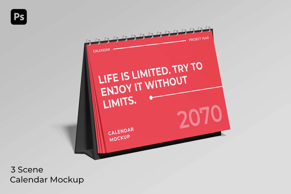 3 Free Desk Calendar 2026 Mockup PSD Set - PsFiles