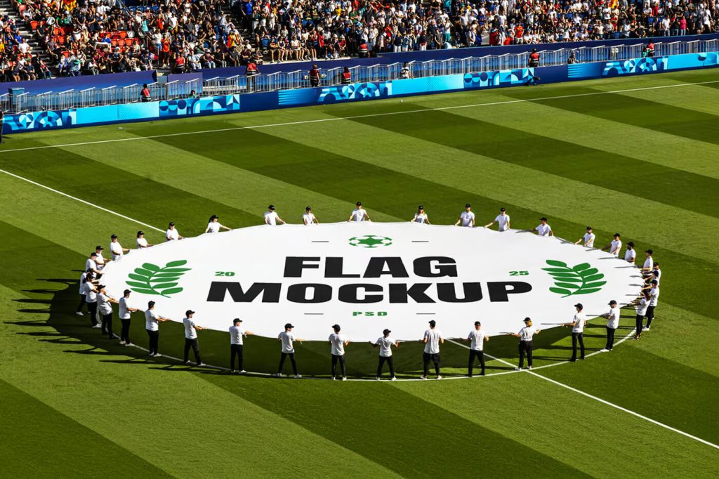 Free Center Circle Stadium Pitch Banner Mockup PSD - PsFiles