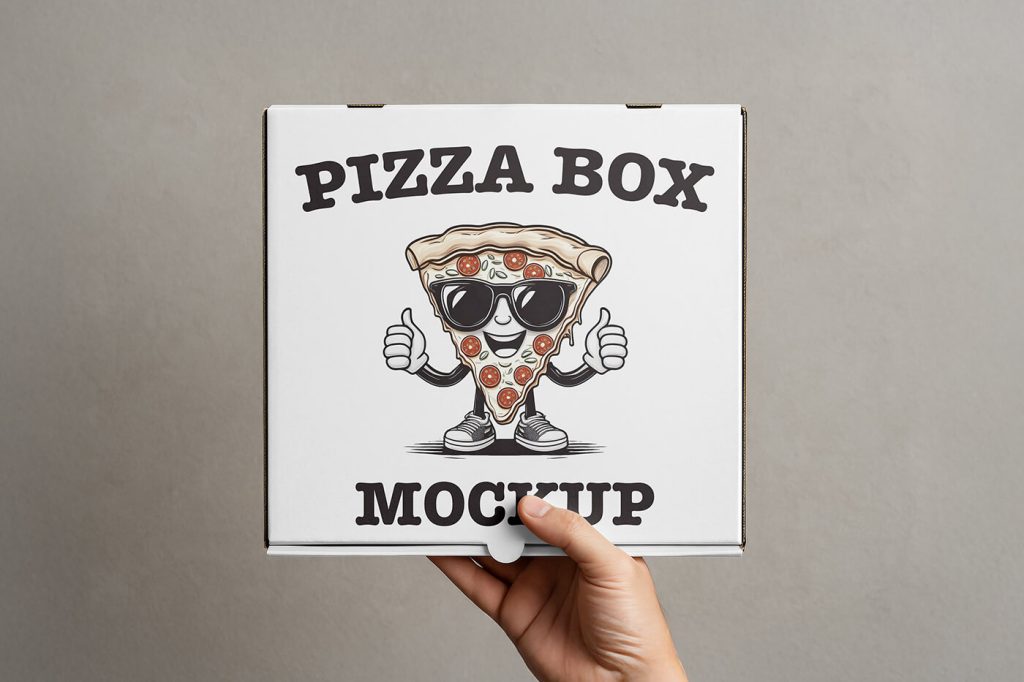 Free Hand Holding Pizza Box Mockup PSD - PsFiles